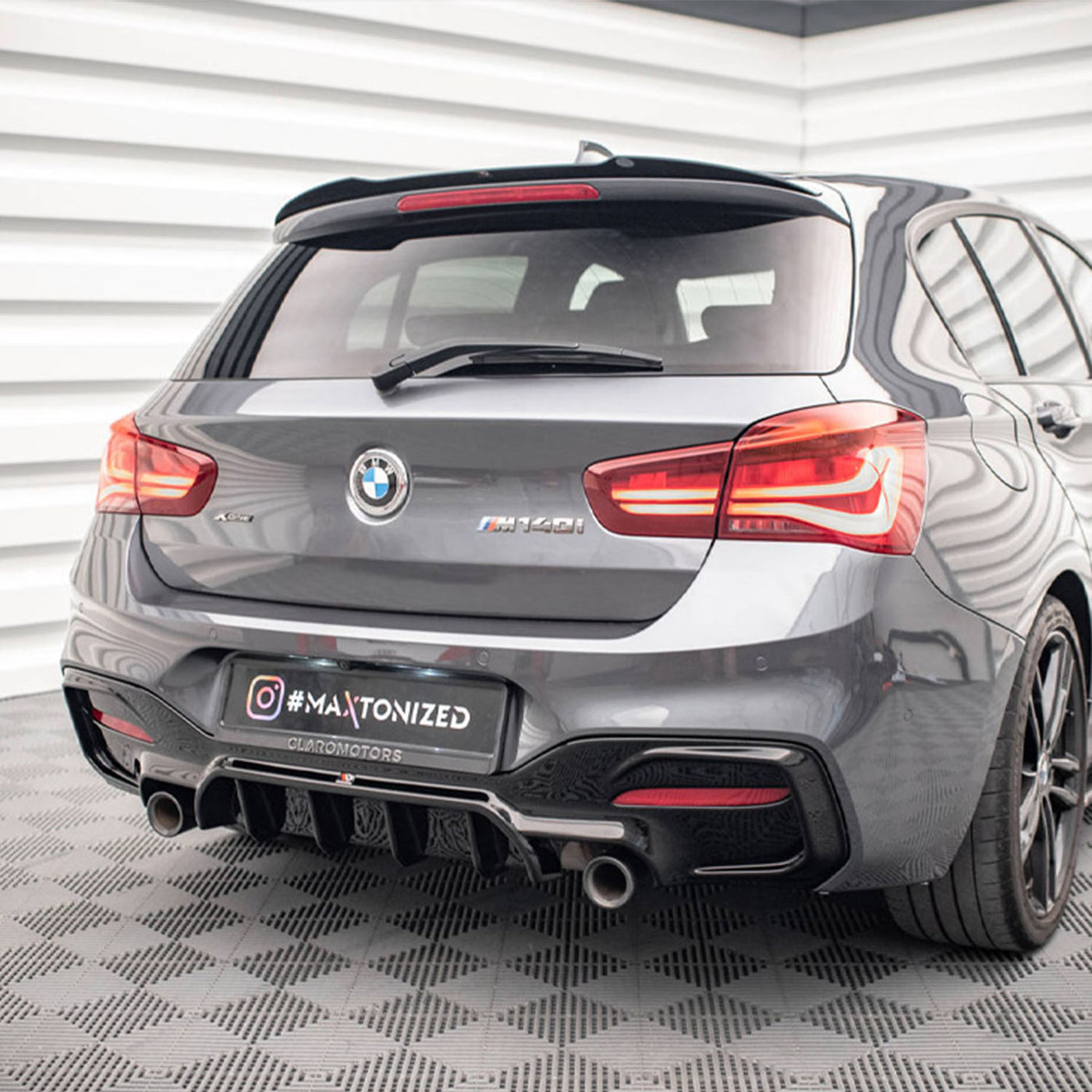 Maxton Design BMW F20 F21 M140i Gloss Black Rear Diffuser