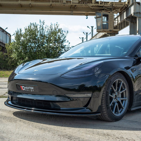Maxton Design Tesla Model 3 V1 Front Splitter In Gloss Black