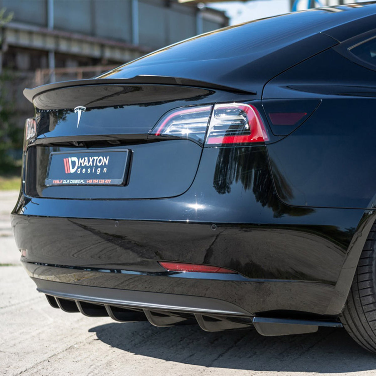 Maxton Design Tesla Model 3 V1 Rear Diffuser In Gloss Black