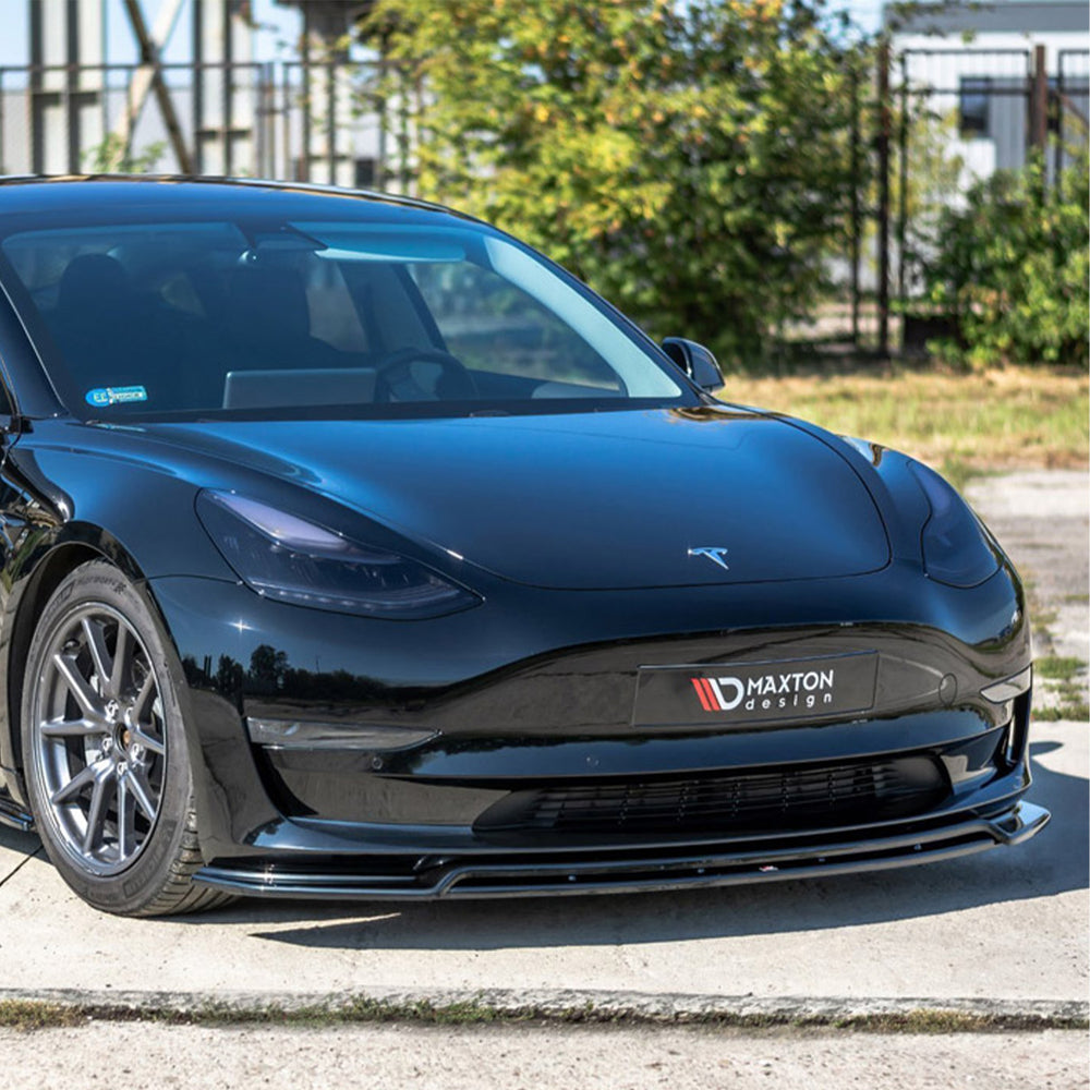 Maxton Design Tesla Model 3 V2 Front Splitter In Gloss Black