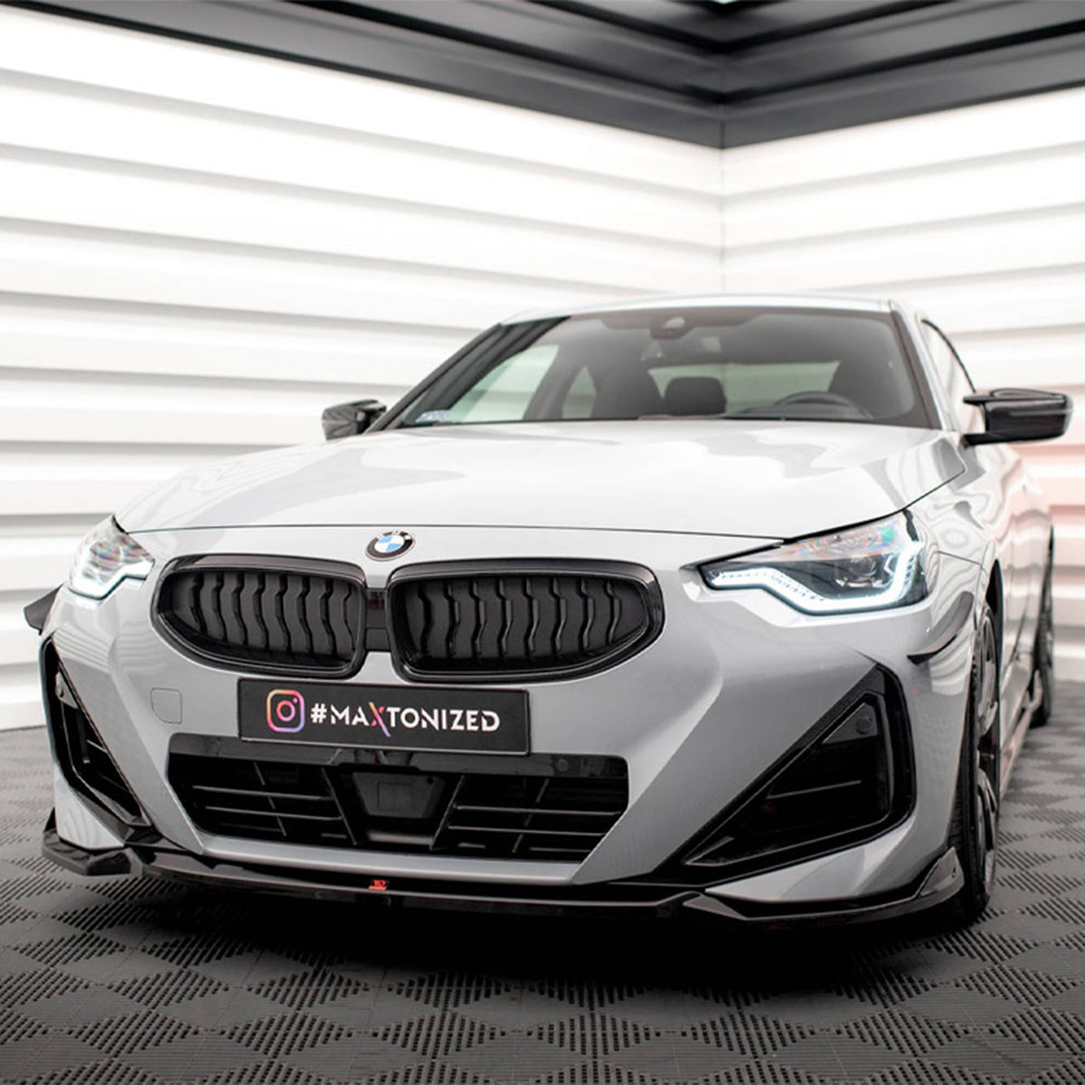 Maxton Design BMW G42 M240i V1 Front Splitter In Gloss Black