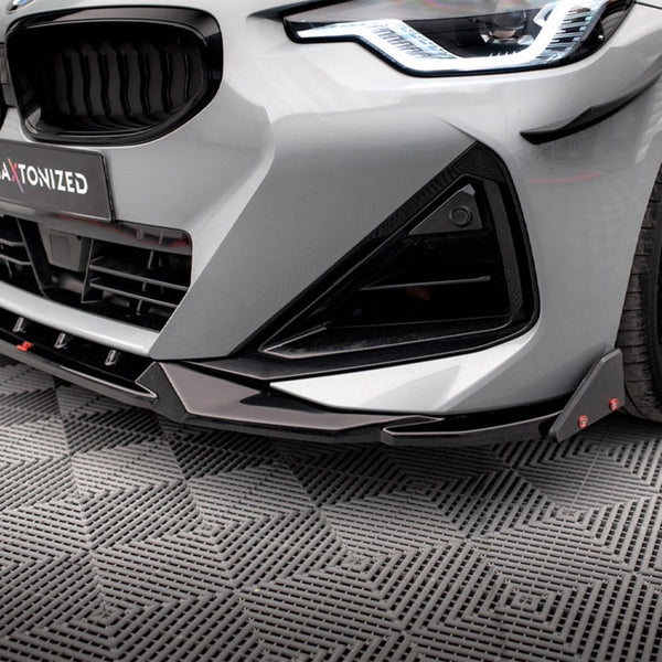 Maxton Design BMW G42 M240i V2 Front Splitter + Flaps In Gloss Black