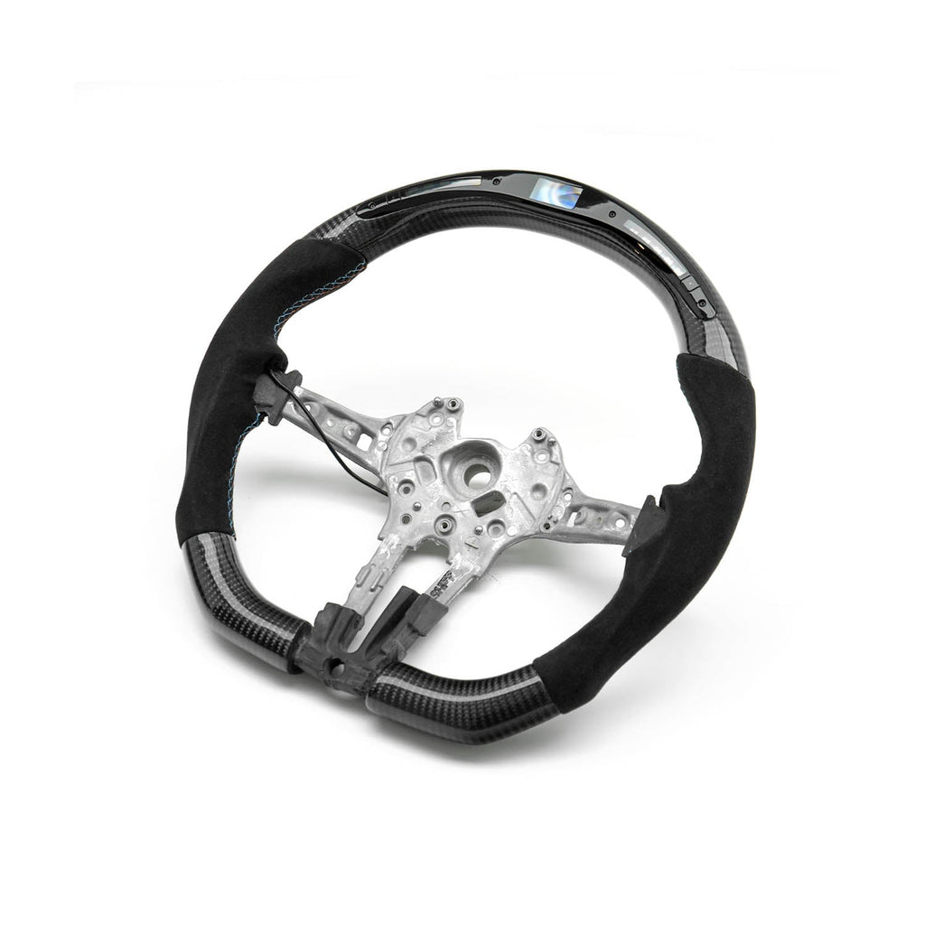 SHFT BMW Flat Bottom LED Steering Wheel In Gloss Carbon & Alcantara